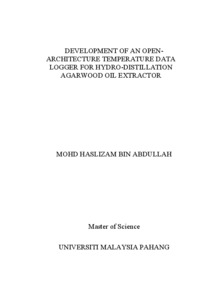 Development of an open-architecture temperature data logger for hydro-distillation agarwood oil ...